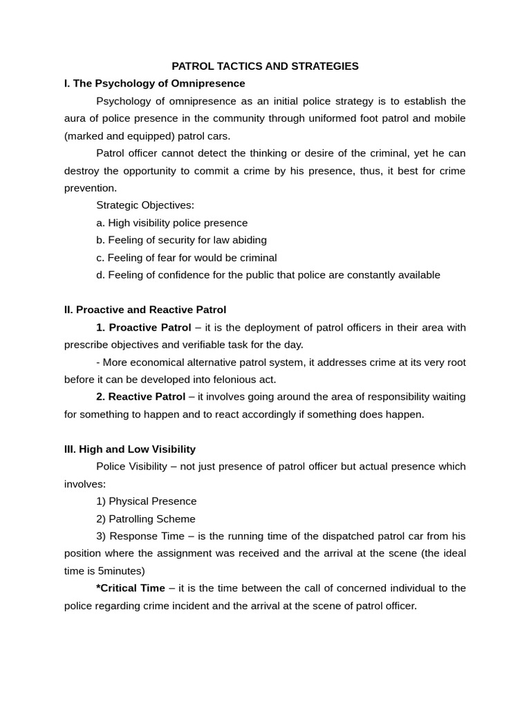 Patrol Tactics for Effective Policing | PDF | Police | Police Car