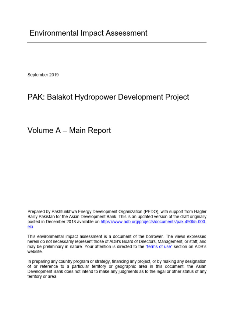 ADB Balakot HydroPower ESIA Initial | PDF | Environmental Impact ...