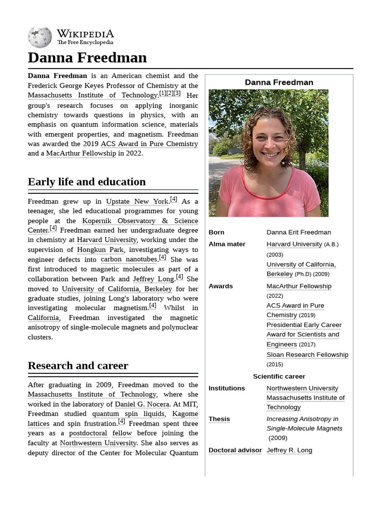 Danna_Freedman | PDF | Chemistry | Physical Sciences