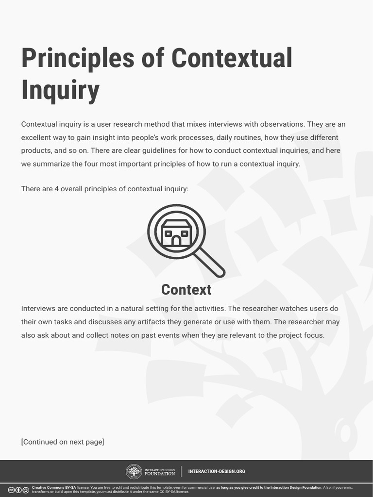 Principles of Contextual Inquiry | PDF | Creative Commons | Creative ...