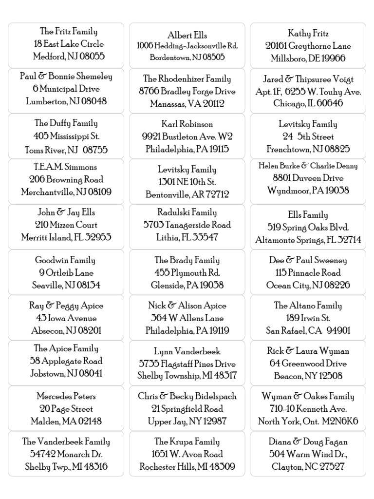 Christmas Card Mailing Labels 1x2small 2024 | PDF