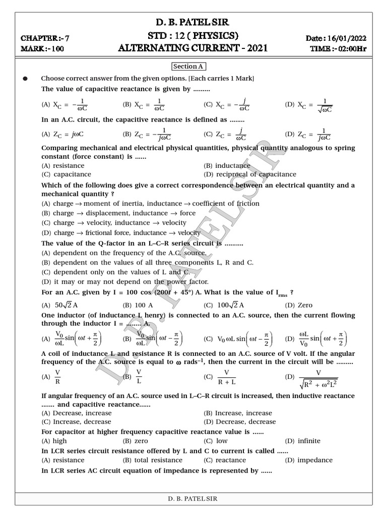 CH 7 Phy | PDF | Electrical Network | Inductor