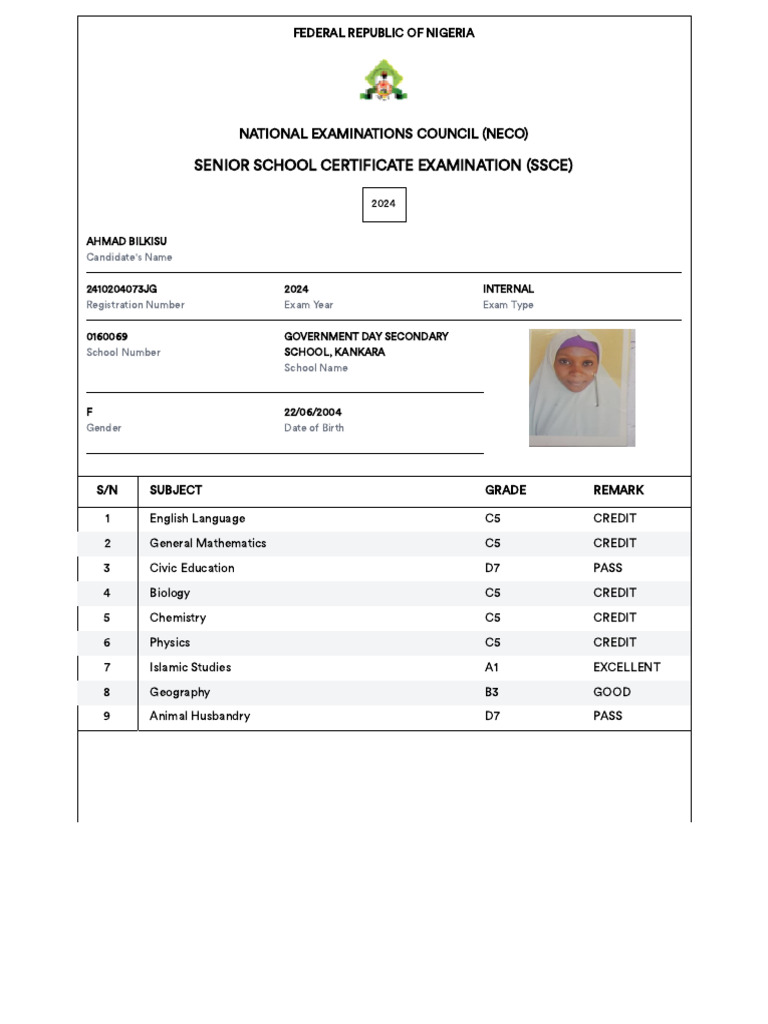 BILKISU Ahmad neco | PDF