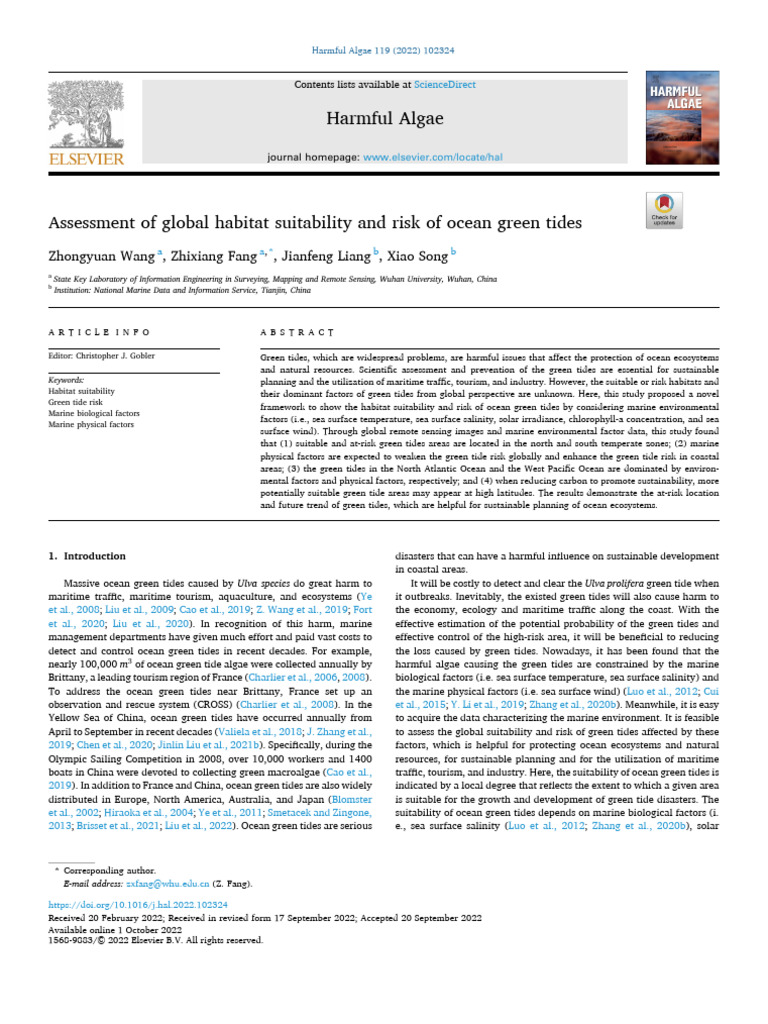 Assessment of Global Habitat Suitability and Risk of Ocean G - 2022 ...