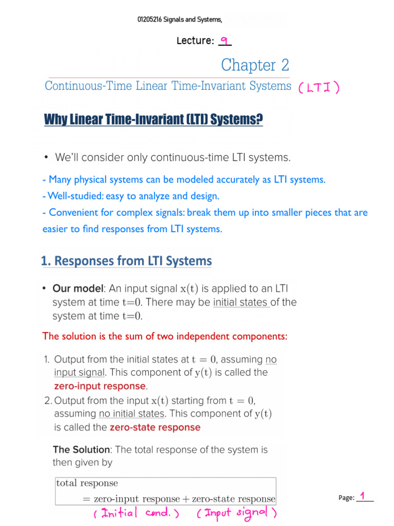 Lecture09 Response of LTI | PDF | Control Theory | Mechanics