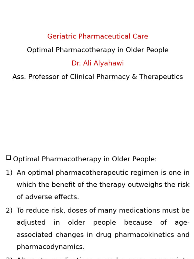 Geriatric Pharmacotherapy Guidelines | PDF | Dementia | Antipsychotic