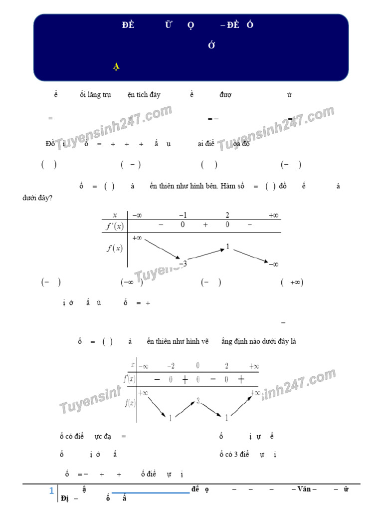 De Thi de Thi Giua hk1 Mon Toan Lop 12 de So 1 1676875424 | PDF