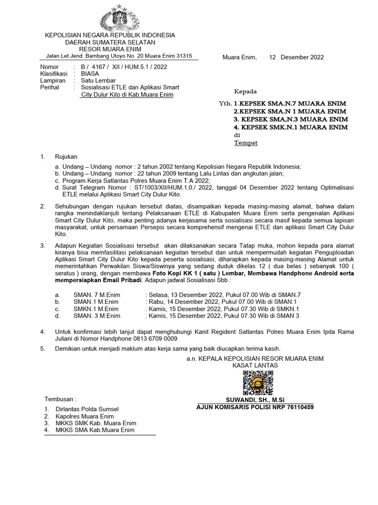 Surat Sosialisasi Etle | PDF