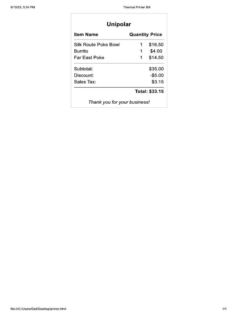 Bill Sample | PDF