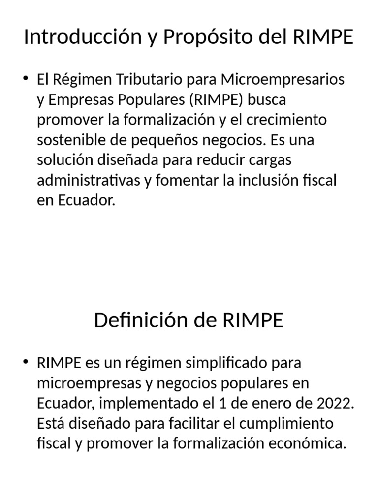 Guía del RIMPE para Microempresas en Ecuador | PDF | Iniciativa ...