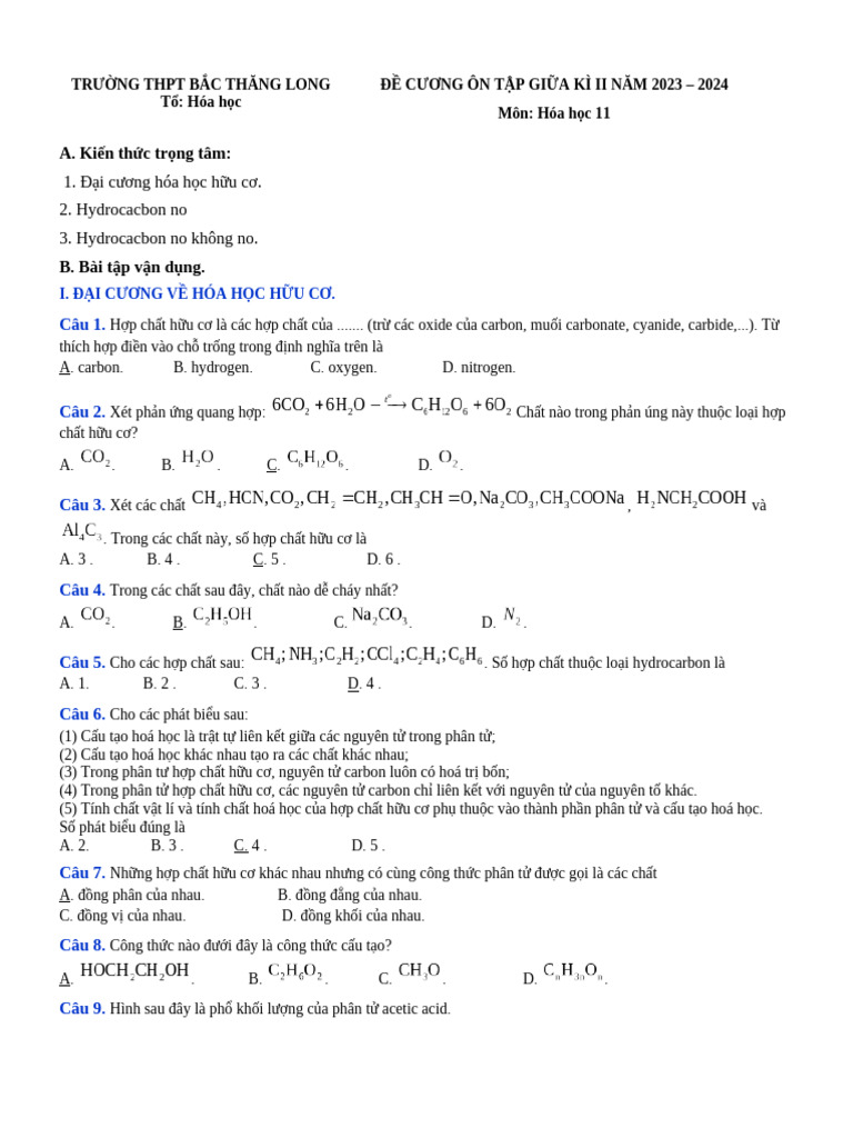 ĐA-ÔN-GK-2-HÓA-11-23-24 | PDF
