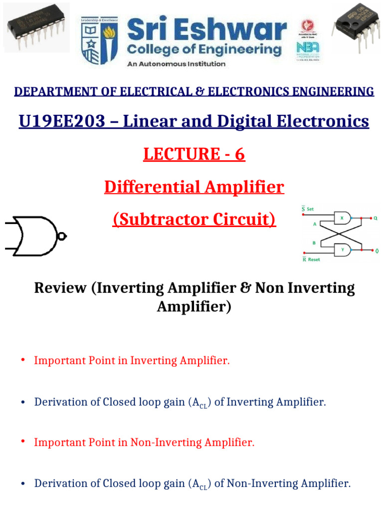 LDE - Differential Amplifier (Lecture 6) | PDF | Amplifier | Feedback