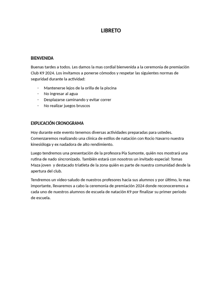 LIBRETO Listo | PDF | Nadando