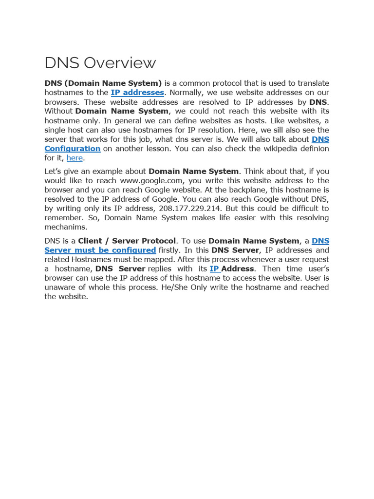 DNS Overview | PDF