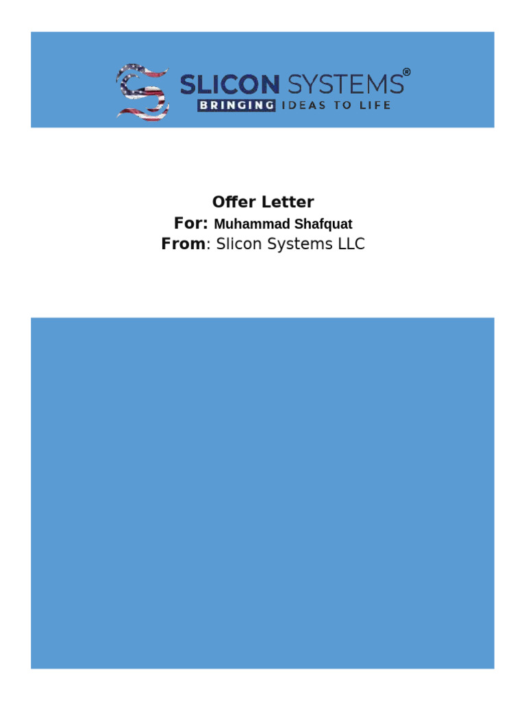 Offer Letter Muhammad Ishfaq | PDF