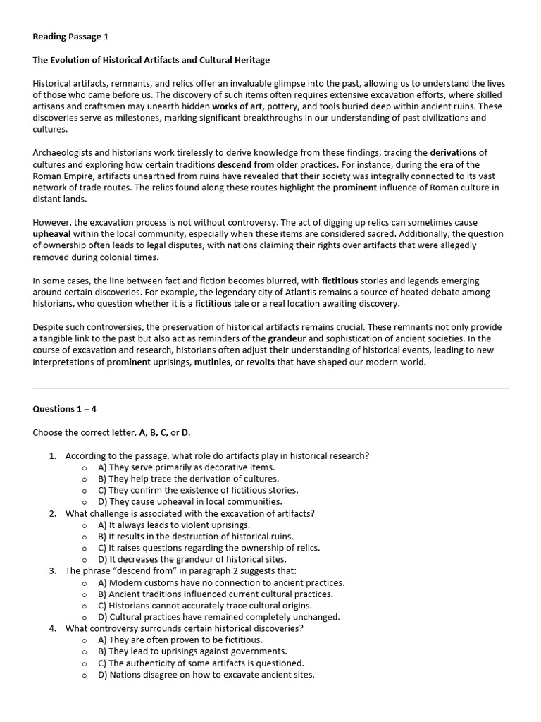 Reading tests History | PDF | Roman Empire | Archaeology