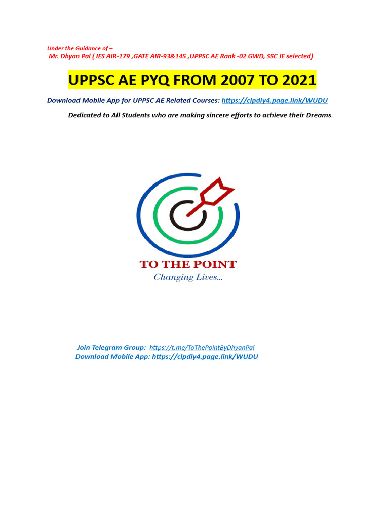 Uppsc Ae Pyq (2007 To 2021) Tothepoint | PDF | Soil Mechanics | Beam ...