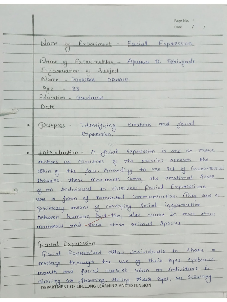 Facial Expressions Practical | PDF