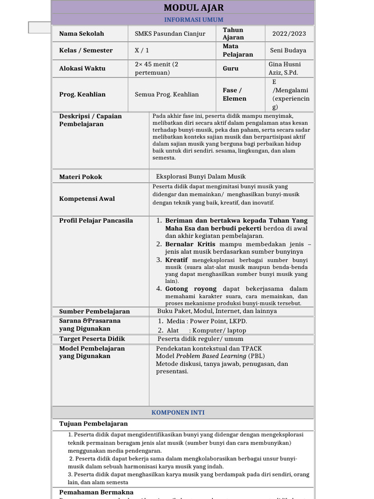 Modul Seni Musik | PDF