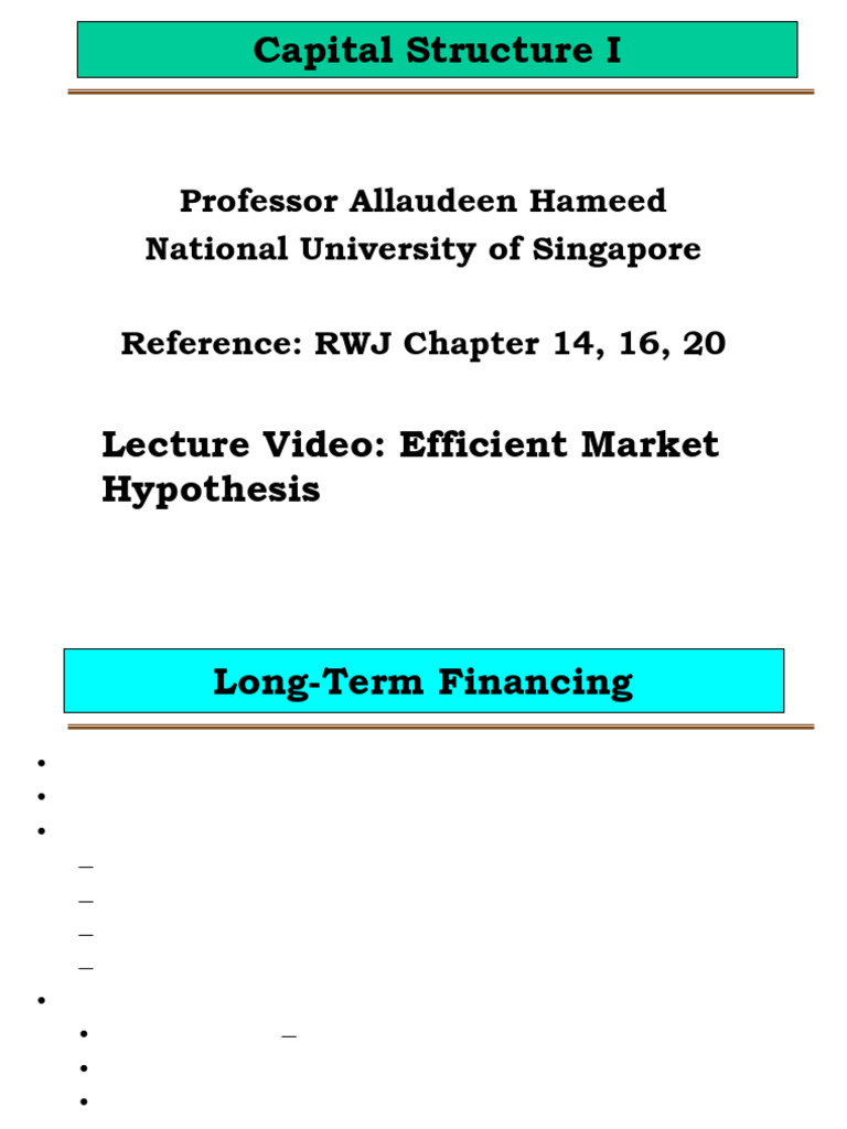 Capital Structure I Lecture | PDF | Capital Structure | Leverage (Finance)