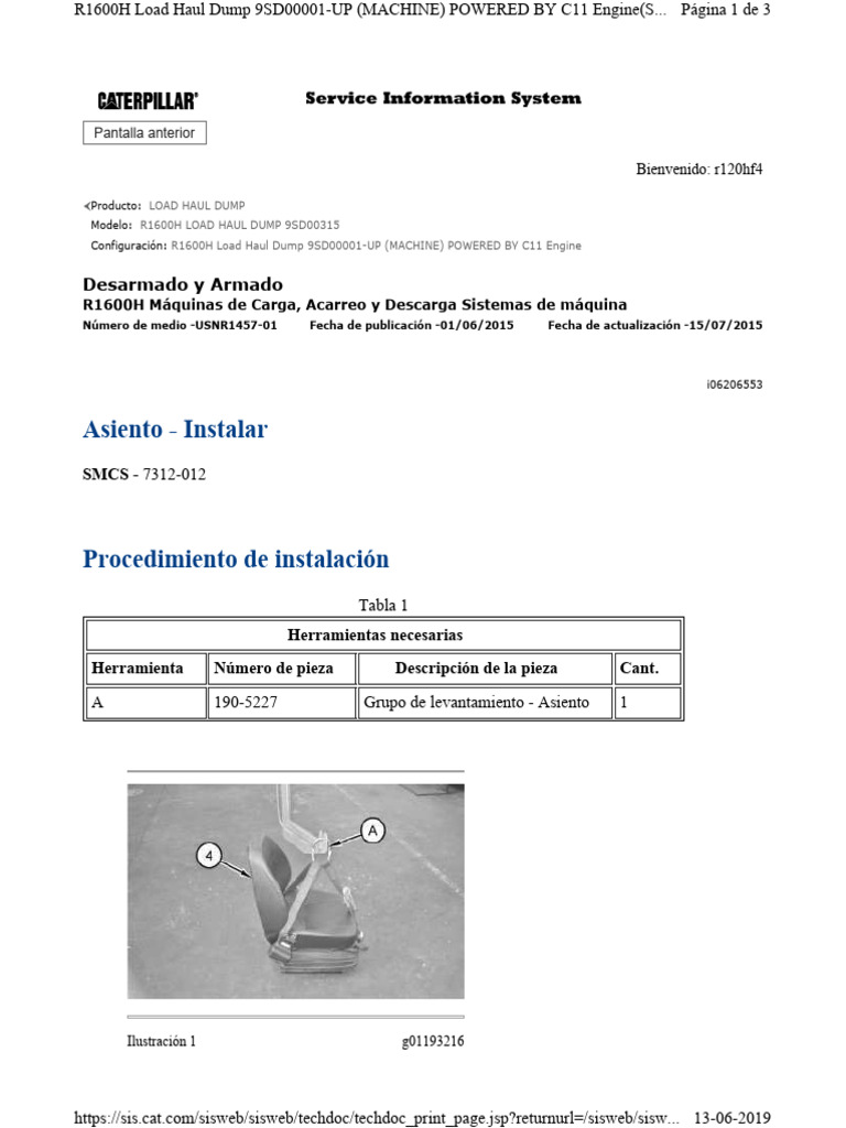 R1600H Asiento - Instalar | PDF