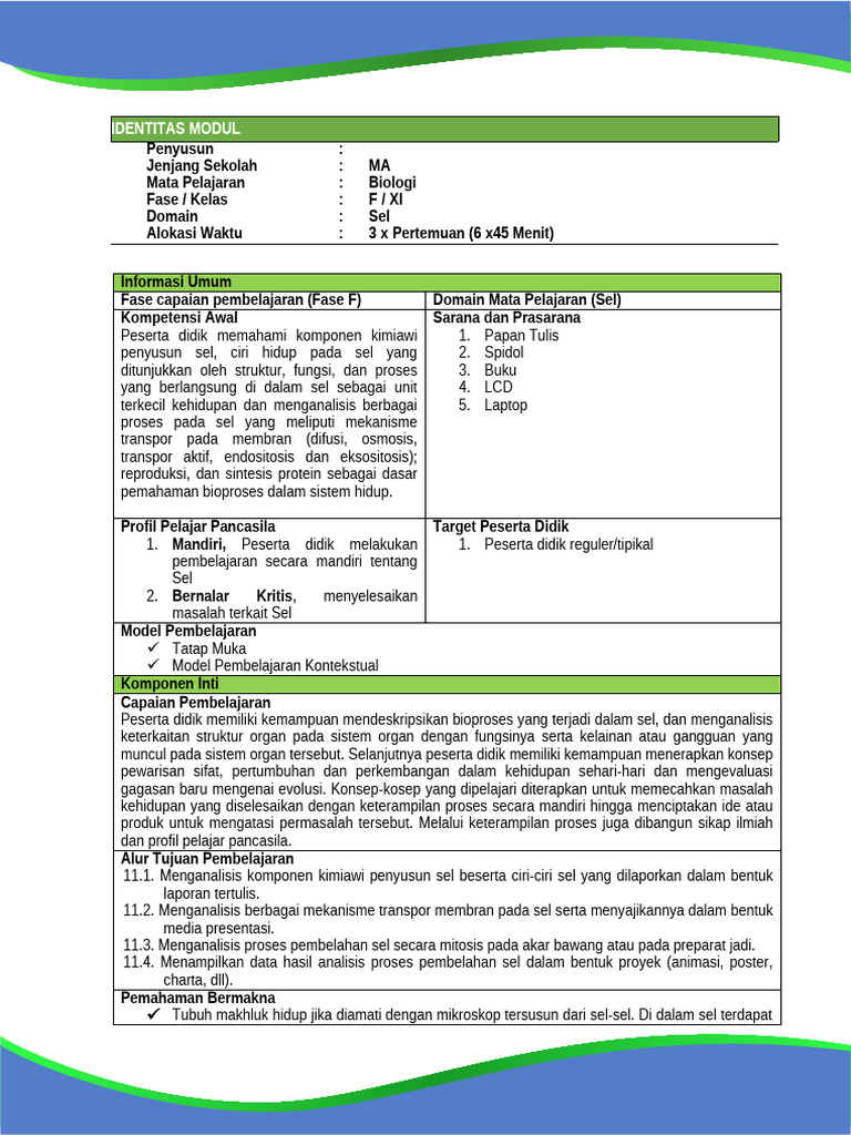 5. Modul Ajar Materi Sel | PDF
