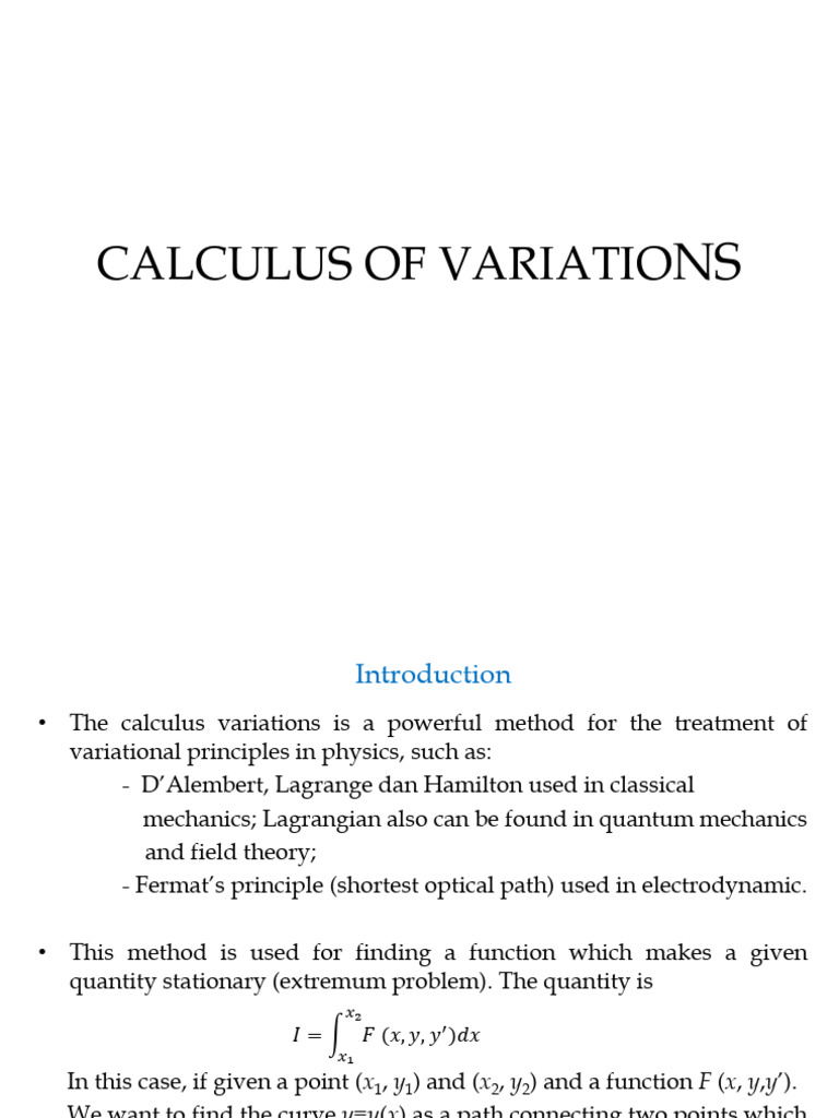 Fisika Matematika - Pertemuan 1 - Kalkulus Variasi | PDF | Lagrangian Mechanics | Calculus Of ...