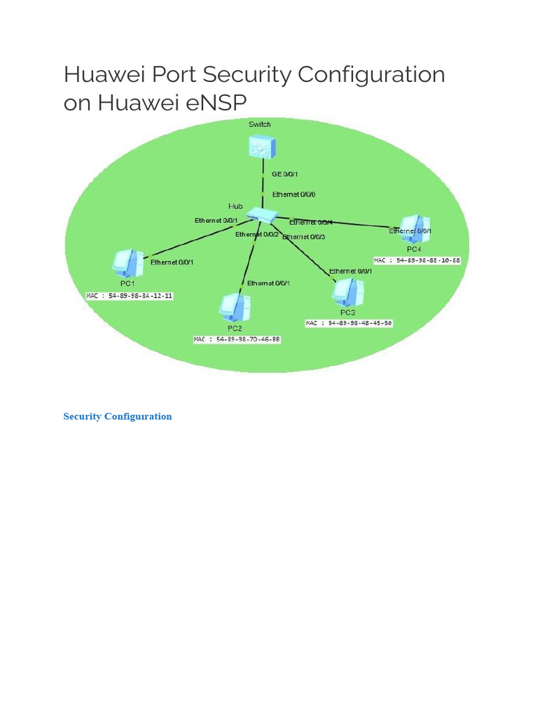 Huawei Port Security Configuration on Huawei eNSP | PDF | Computing | Network Architecture