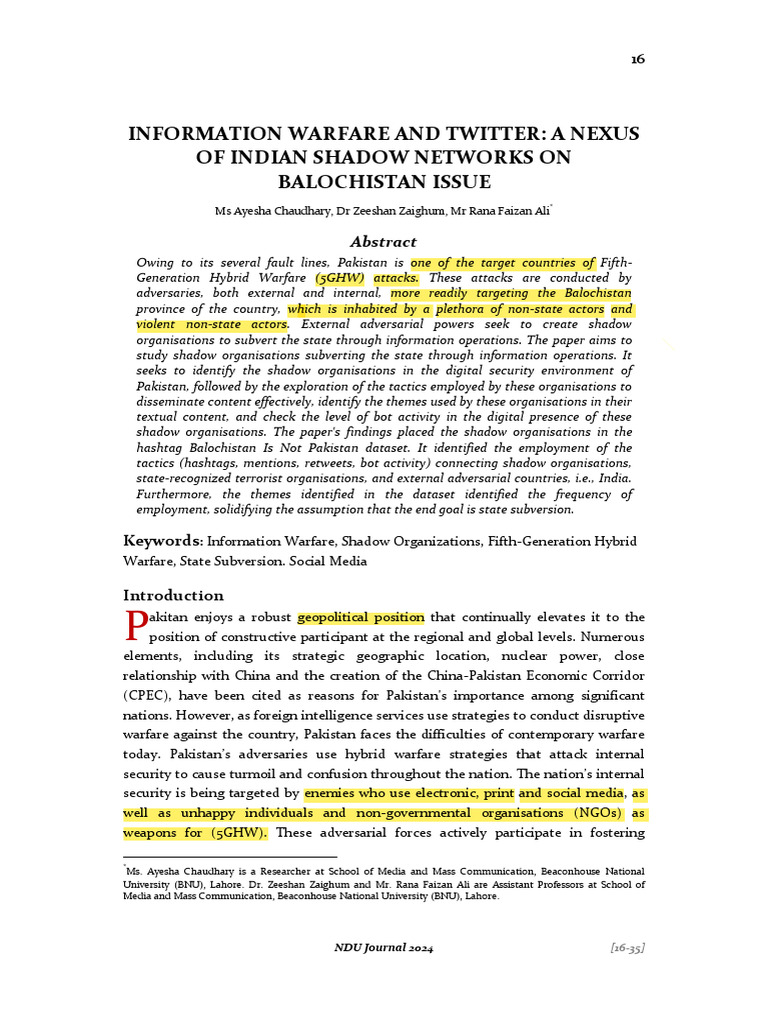 02 Information Warfare | PDF | Pakistan | Social Media