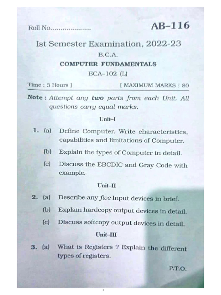 MasterProgramming - in - Computer Fundamentals Question Paper | PDF