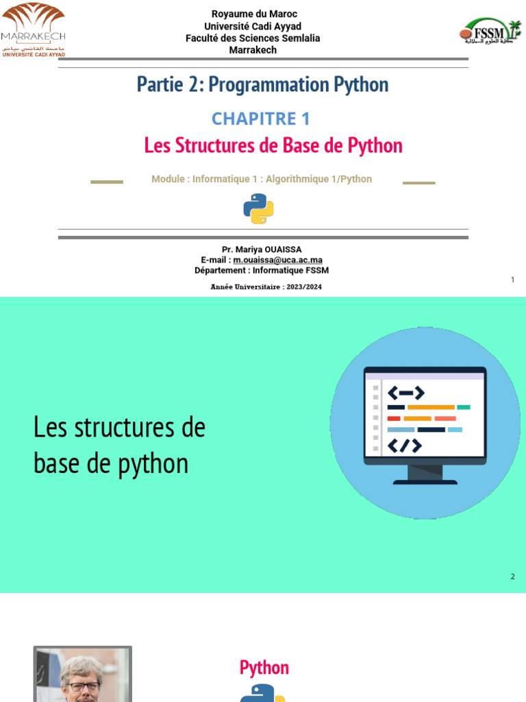 Chapitre 1 - Structures de Base de Python | PDF | Programmation ...