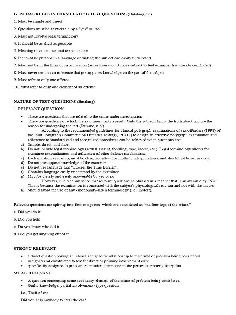 Test Questions | PDF | Polygraph | Crimes