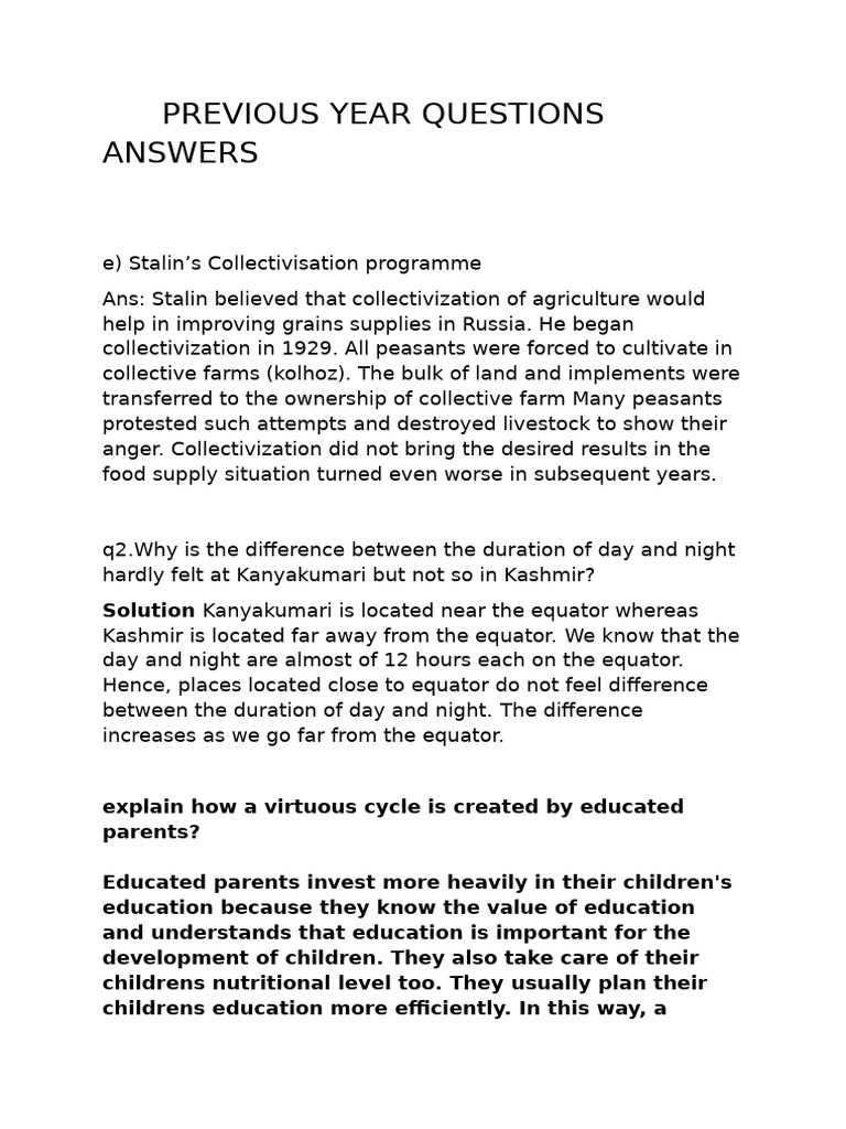 PREVIOUS YEAR QUESTIONS ANSWERS | PDF | Economies