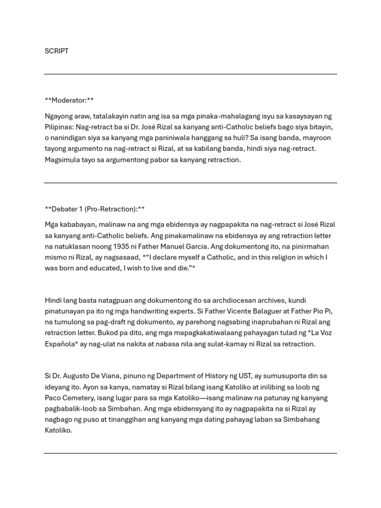 Script for Debate | PDF