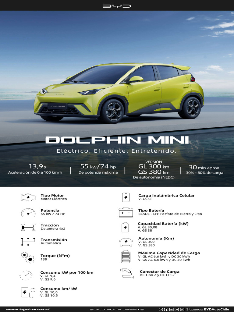 Ficha Tecnica BYD Dolphin Mini-4770890162 Compressed | PDF | Diodo emisor de luz | Estilos de ...