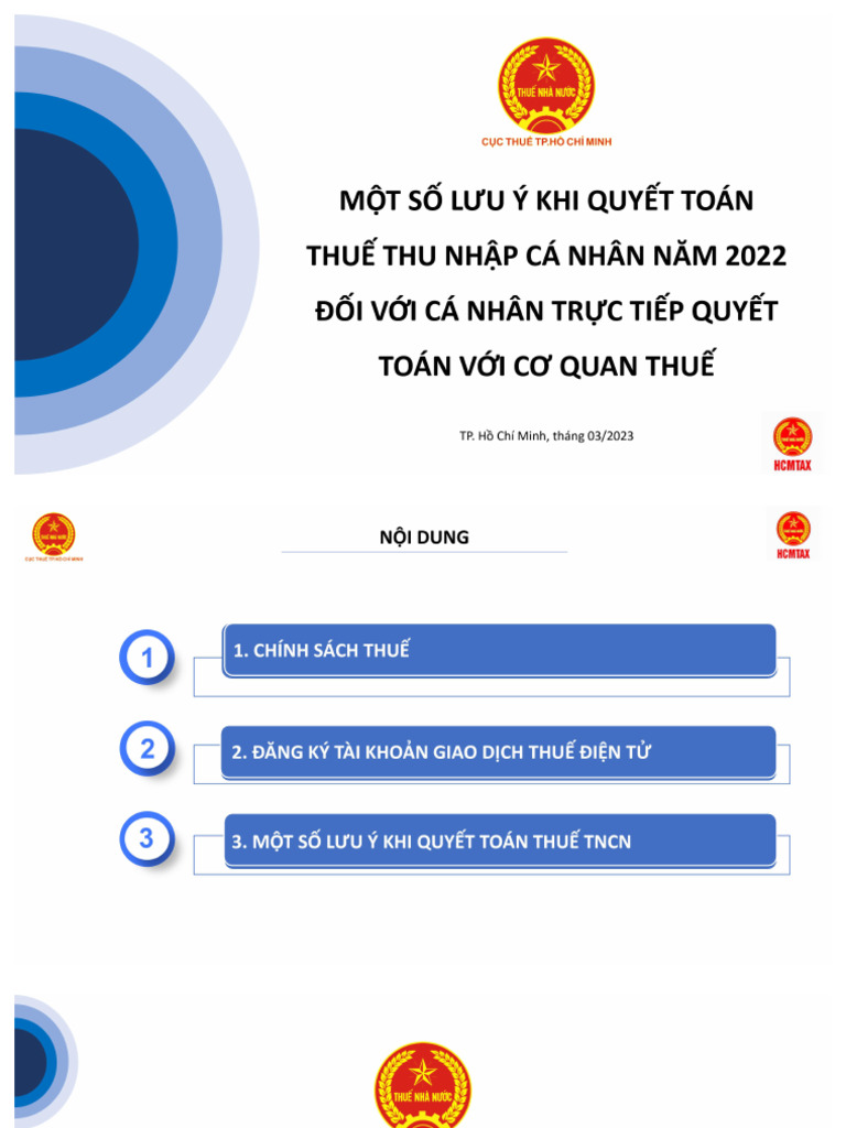 Tai Lieu Huong Dan QTT TNCN 2023 - Danh Cho Ca Nhan | PDF