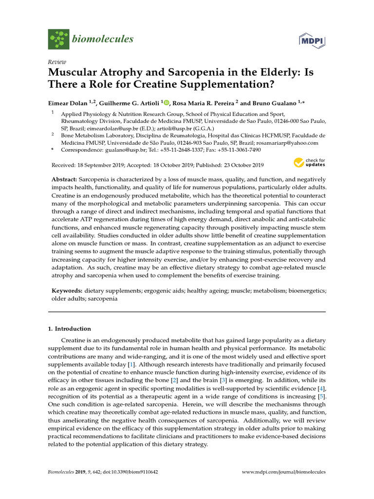Muscular Atrophy and Sarcopenia in The Elderly Is There A Role For ...