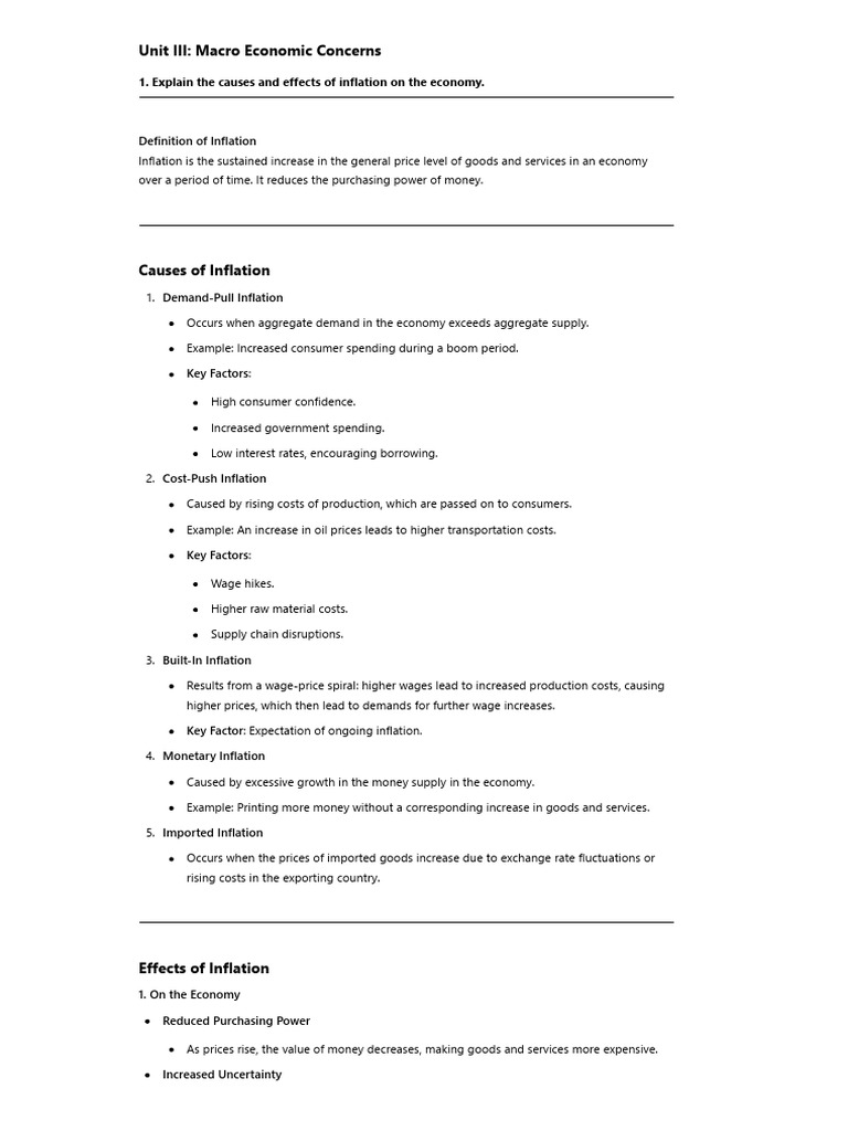 unit 3rd Economics | PDF | Fiscal Policy | Inflation