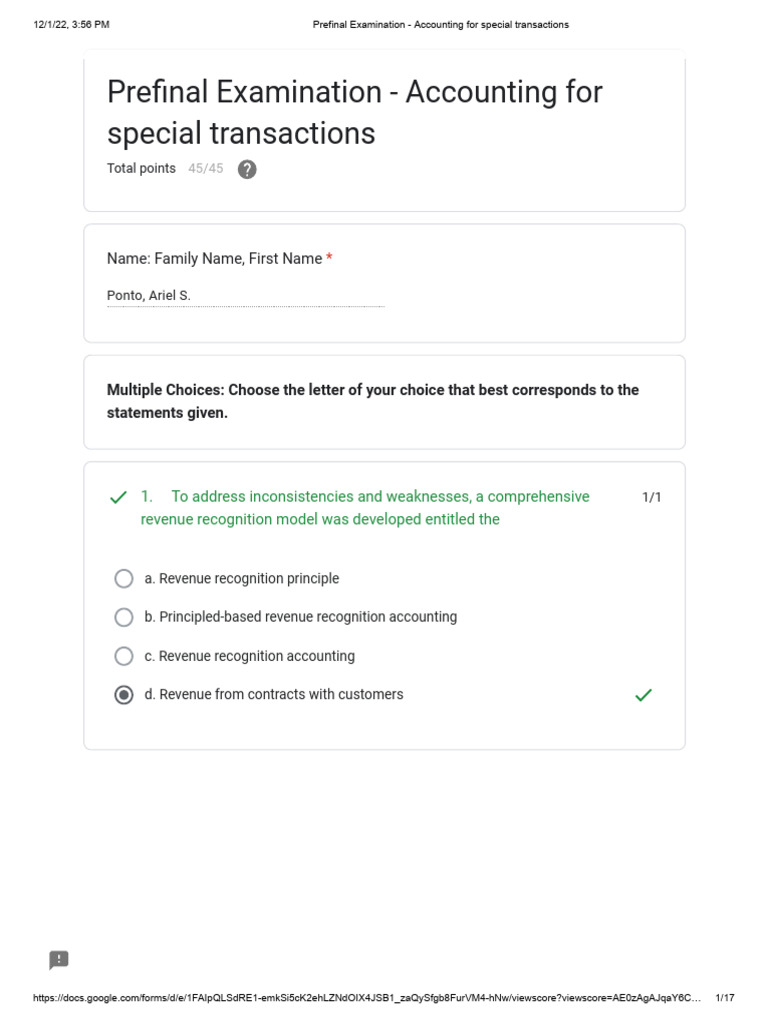 Prefinal Exam on Special Transactions | PDF | Franchising | Debits And Credits