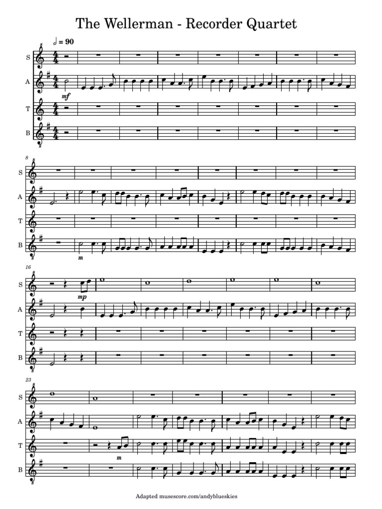 The Wellerman for Recorder Quartet | PDF