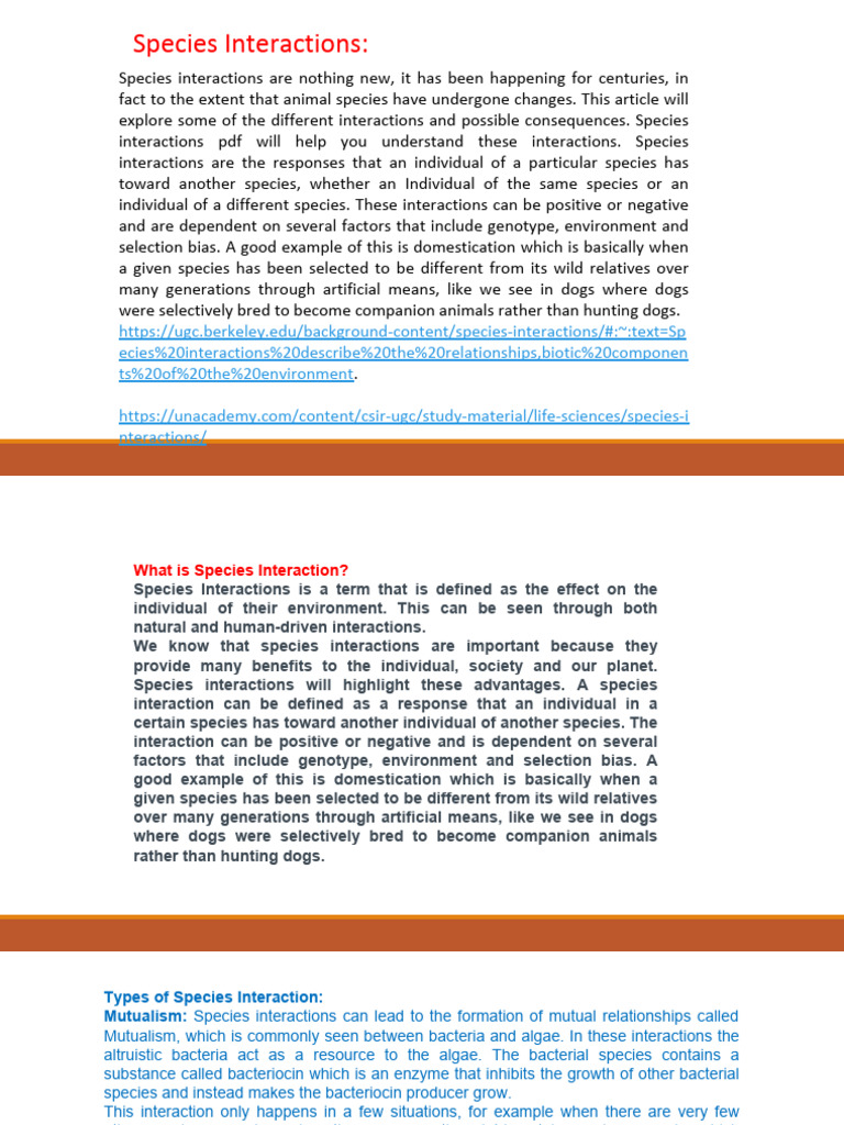 Species Interactions | PDF | Soil | Ecosystem