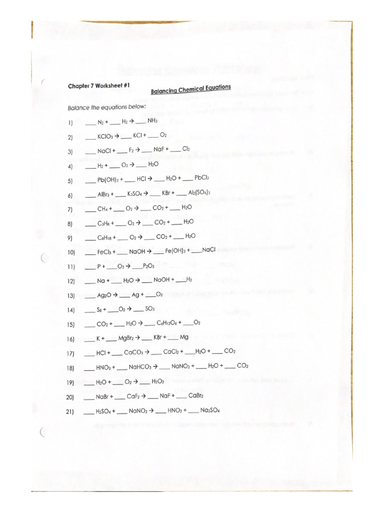 Chapter 7 Worksheet 1 | PDF
