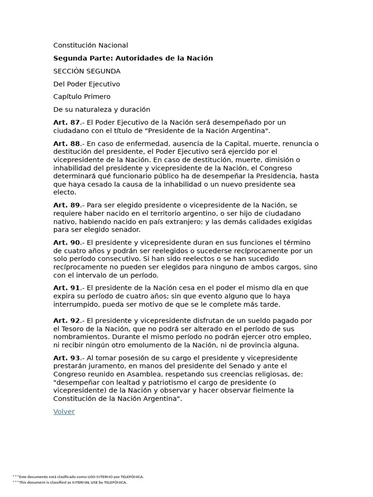 Constitución Nacional | PDF | Instituciones gubernamentales | Presidencias