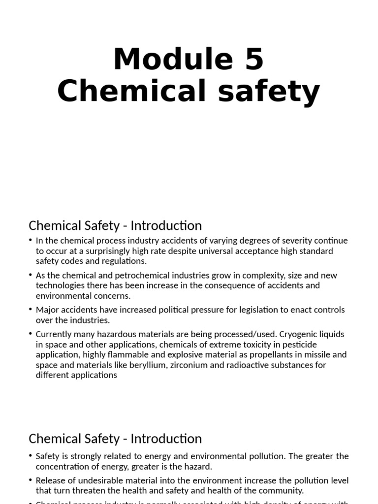 Module 5 - Chemical Safety | PDF | Hazards | Liquefied Petroleum Gas