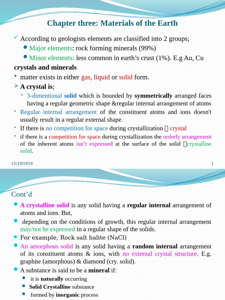 General Geology Chapter Three | PDF | Minerals | Solid