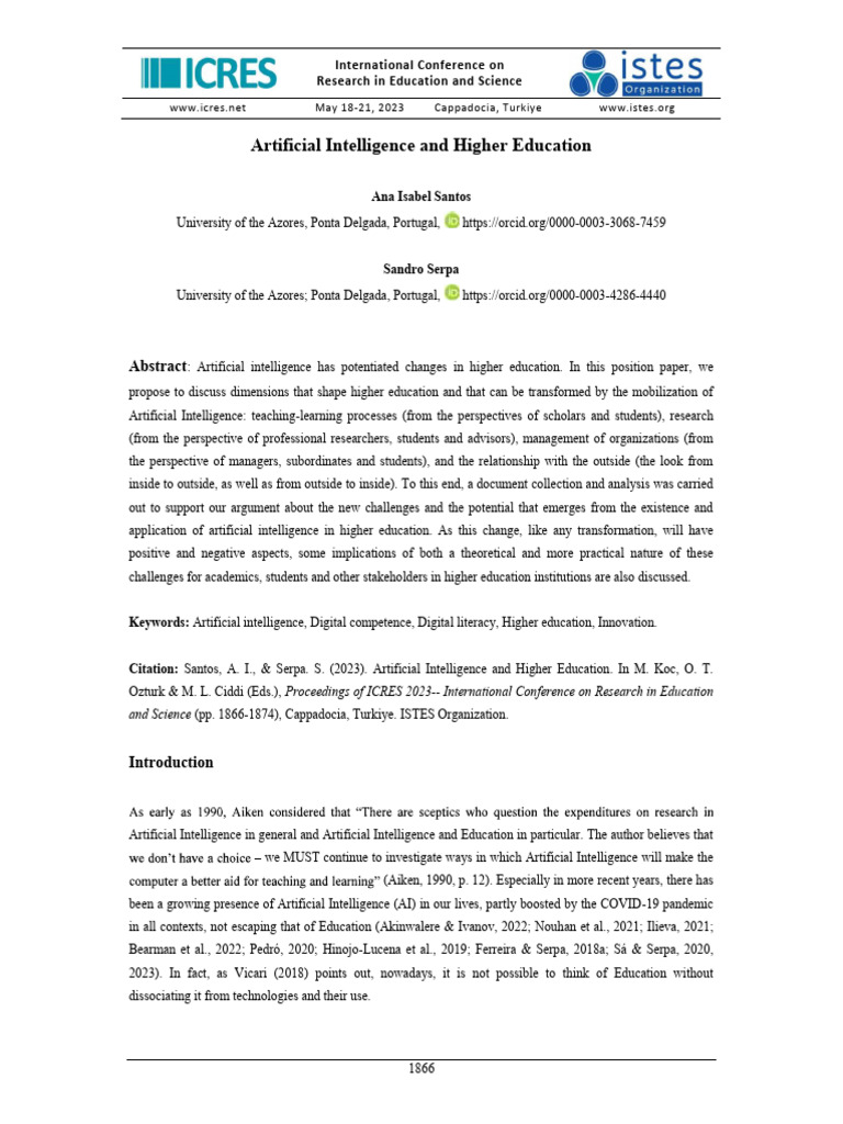 The Evolution of Artificial Intelligence in Higher Education | PDF ...