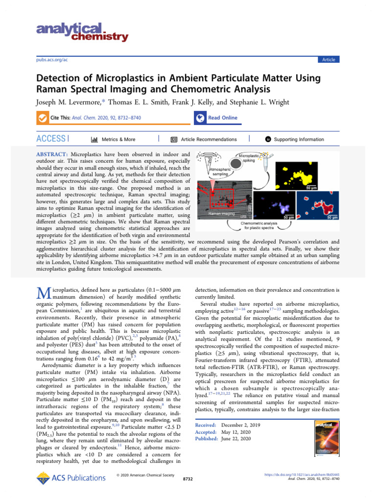 Detection of Microplastics in Ambient Particulate Matter Using | PDF | Raman Spectroscopy ...
