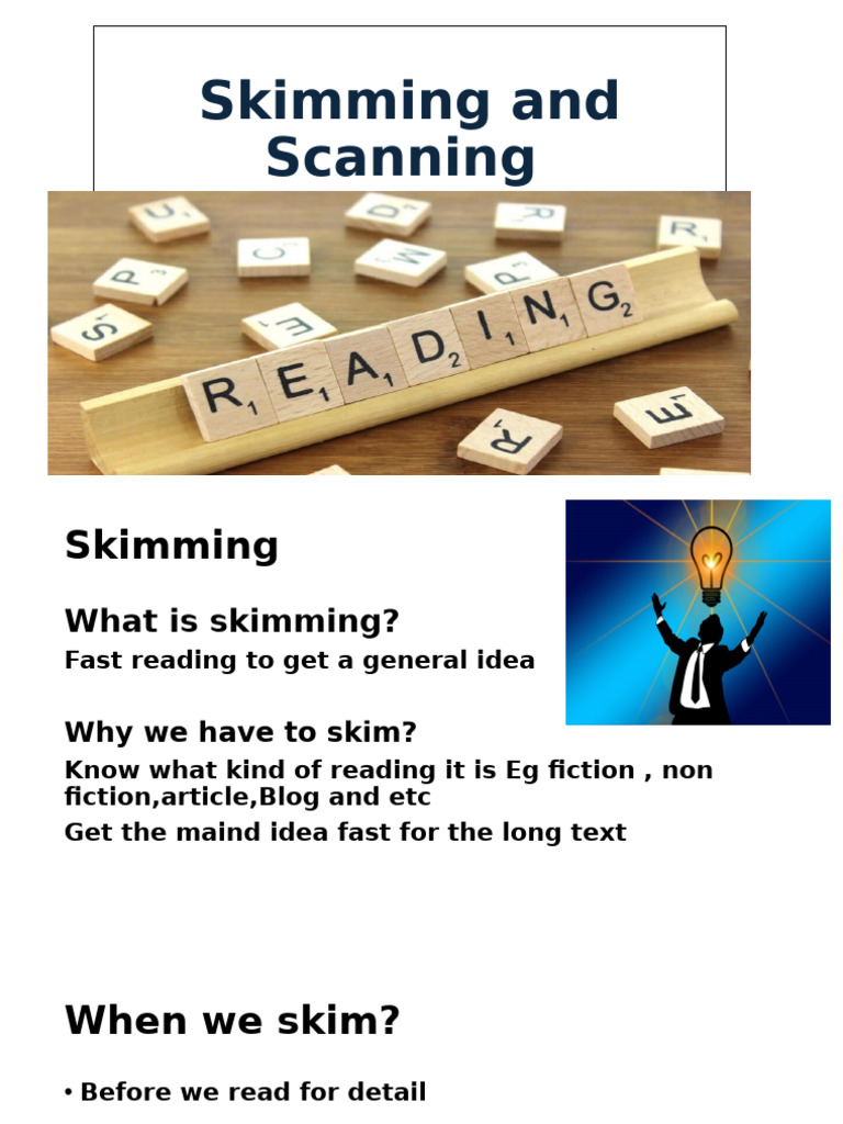 Skimming and Scanning Techniques | PDF