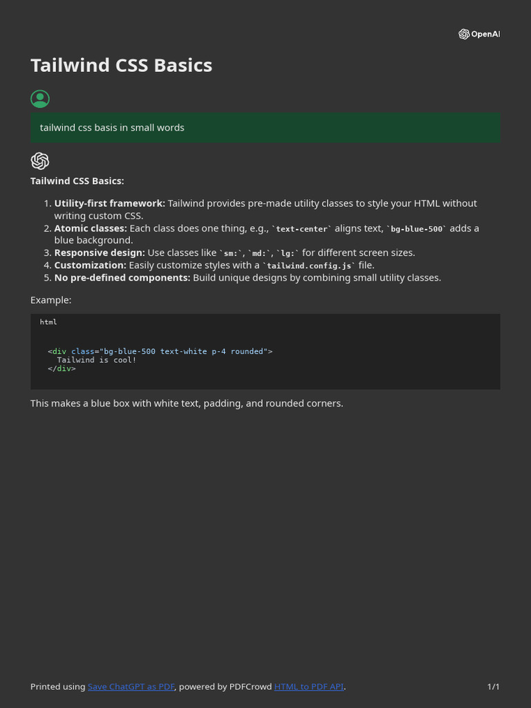 Tailwind CSS Basics | PDF