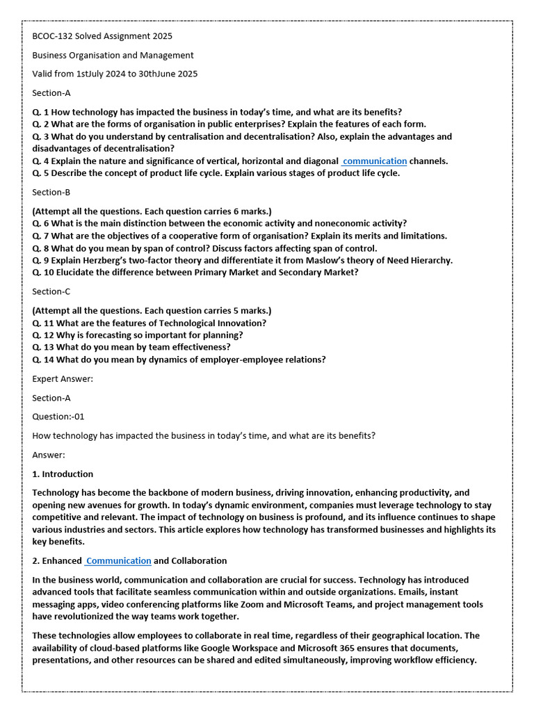 BCOC-132 Solved Assignment 2025 | PDF | Cooperative | Decentralization